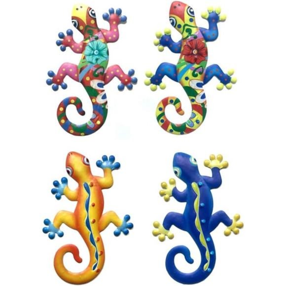 Accents | 4 Pack Metal Wall Art Gecko Wall Sculptures Metal Gecko Wall ...
